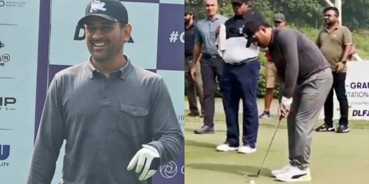 MS Dhoni participated in professional Golf tournament, the video goes ...